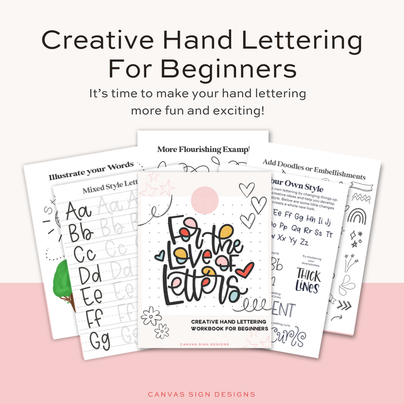 Creative Lettering for Beginners Workbook – Canvas Sign Designs