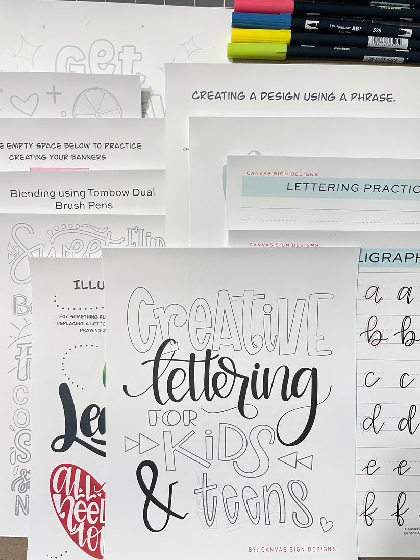 Creative Lettering for Kids & Teens Workbook – Canvas Sign Designs