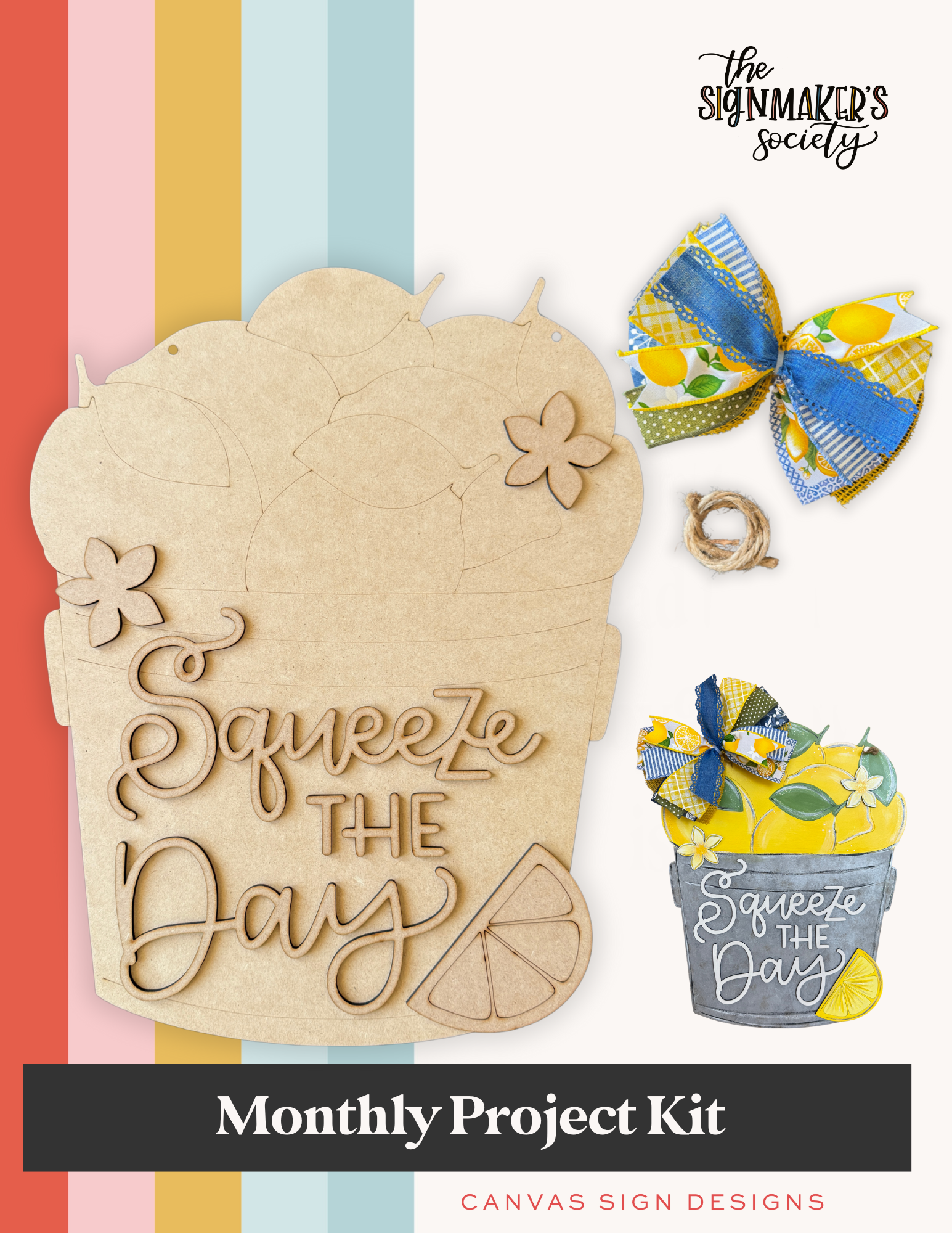 July 2025 Project Kit - Squeeze The Day Lemon Basket Door Hanger ...