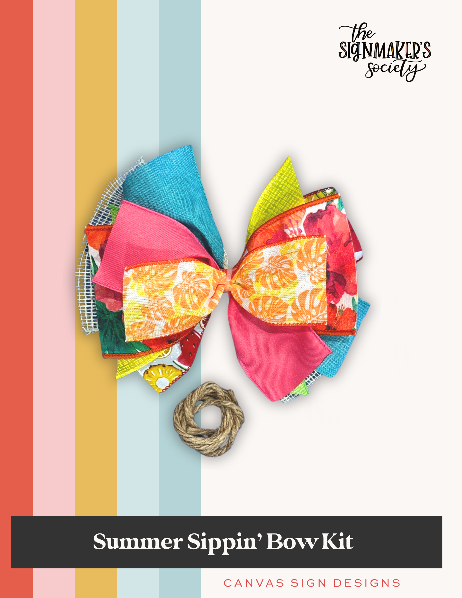 Summer Sippin Door Hanger Bow Kit – Canvas Sign Designs