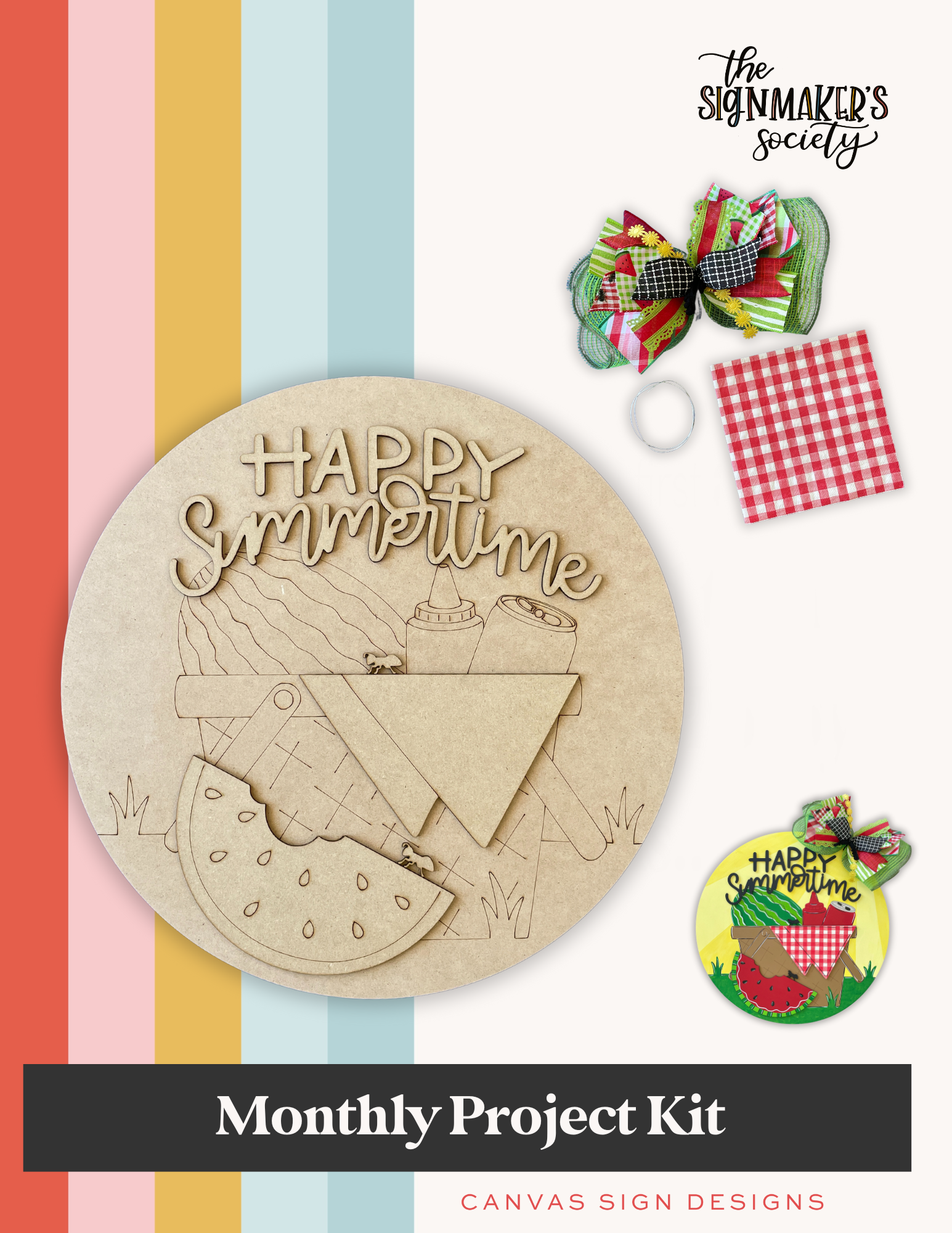 May 2024 Project Kit - Watermelon Picnic – Canvas Sign Designs